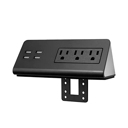 Kable Kontrol Desk Clamp Power Strip with 4 USB Ports, Desk Edge Power Charging Station, 3 Power Outlets, Fast Charger, Easy Installation for Home, Offices, Hotels – 4.9 Ft, Black