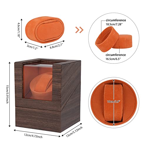 YOOHONG Single Watch Winder for Automatic Watches,with Japanese Quiet Motor,Wood Texture Leather Shell, Flexible Plush Pillow,AC Adapter or Battery Powered Watches WiDnder