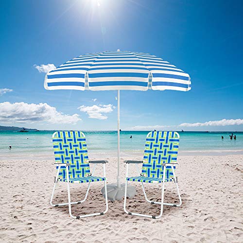 VINGLI Oversized Patio Lawn Webbed Folding Chairs Set of 2, Outdoor Beach Portable Camping Chair for Yard, Garden (Blue, Oversize)