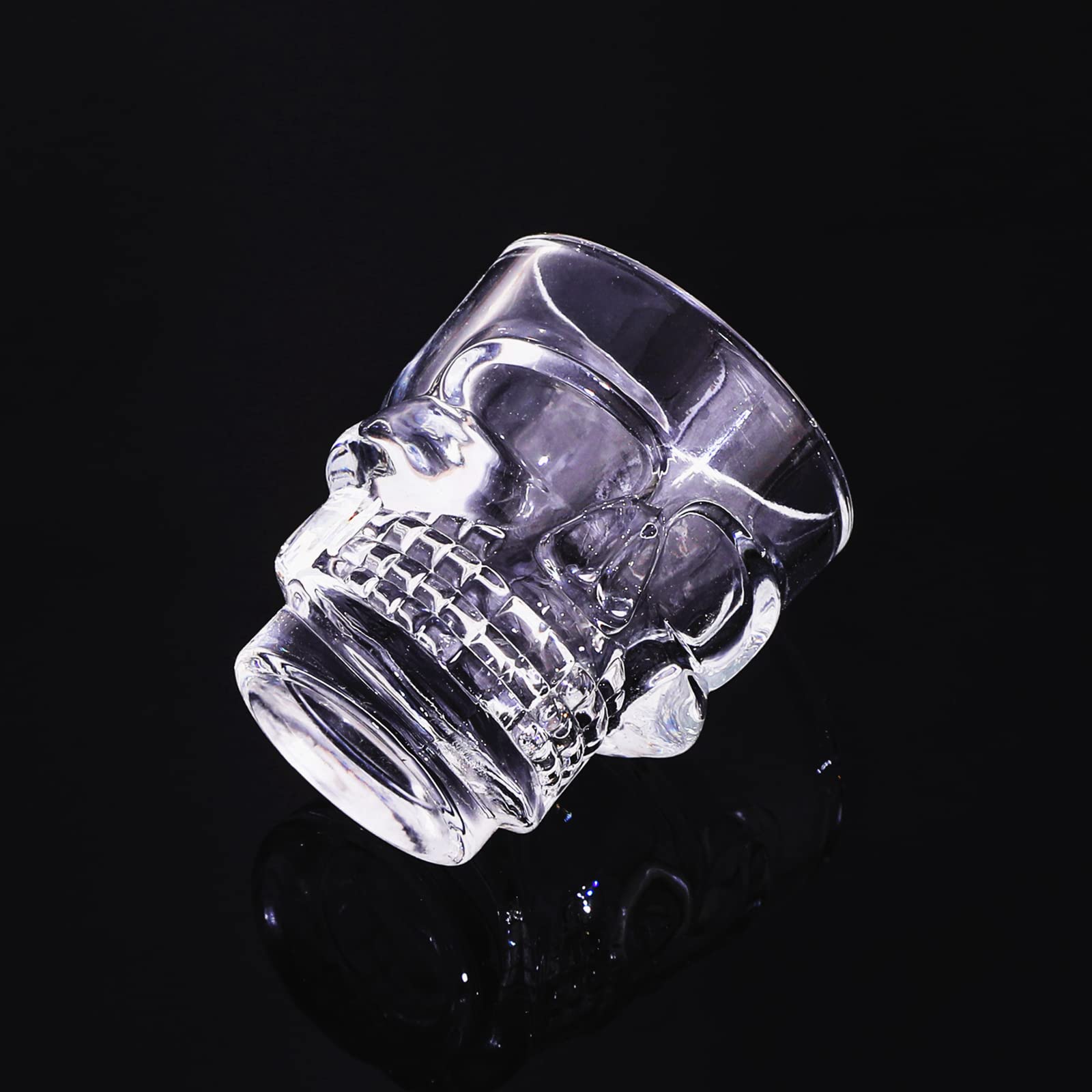 FORYILLUMI Skull Face Heavy Base Whiskey Shot Glasses, Set of 12, Clear Shot Drinking Glassware for Party, Wine, Whiskey, Tequila, Cocktail, Beverage, Bar Decor, 1.5 oz
