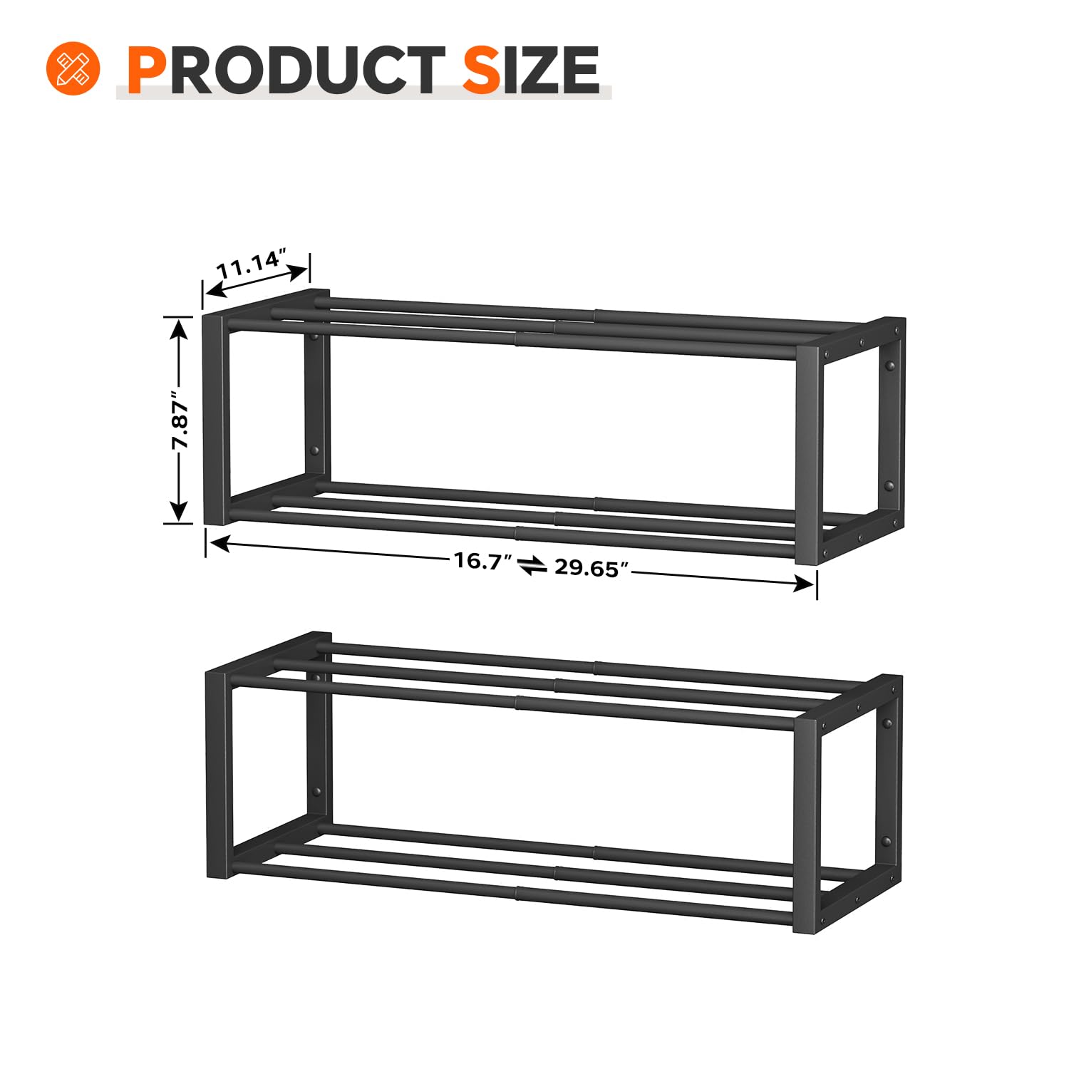 Homeiju Hanging Shoe Organizer,2 Pack Wall Mounted Shoe Rack Holds 12 Pairs,Space Saving Metal Wall Shoe Rack,Hanging Shoe Rack Shoe Holder for Small Space,Entryway,Closet,RV,Camper(Black