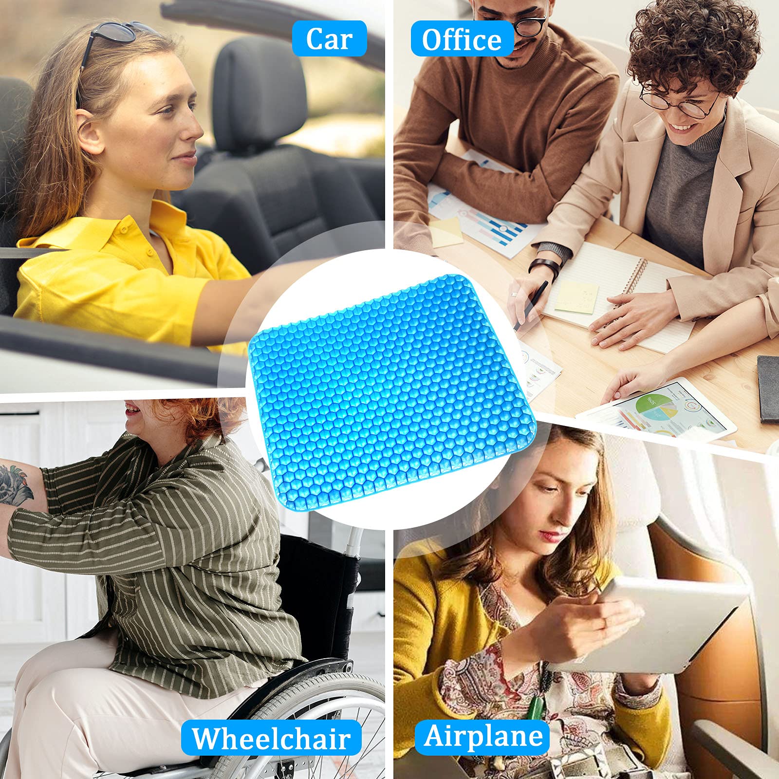 Dprofy Office Chair Cushion, Gel Seat Cushion for Office Chair, Car Seat Cushion for Long Sitting