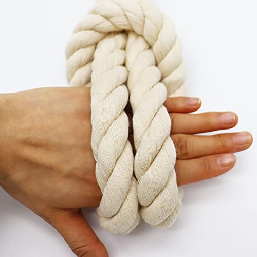Twisted Cotton Rope (1 in x 10 ft) Natural Thick White Rope for Nautical, Landscaping, Railings, Hammock,Home Decorating