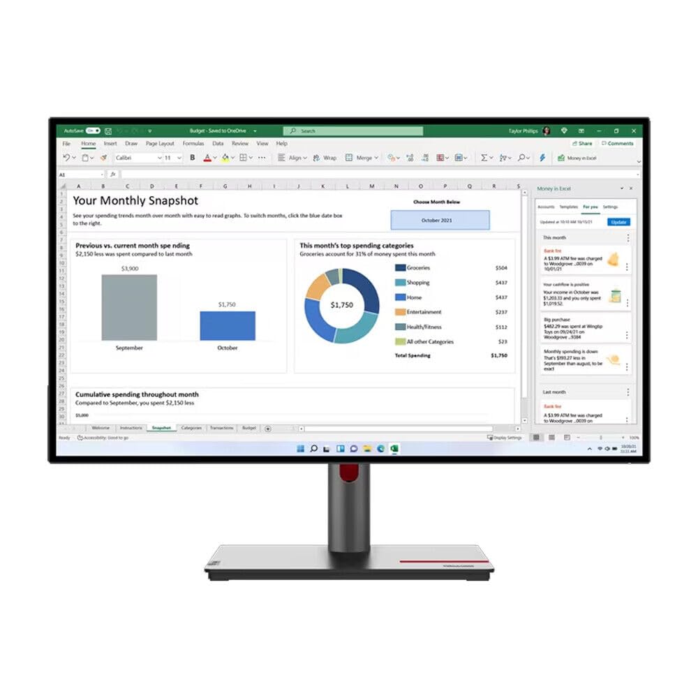 Lenovo ThinkVision P27q-30 27" Monitor 2560 x 1440 60 Hz 6 ms 350 nits (Renewed)