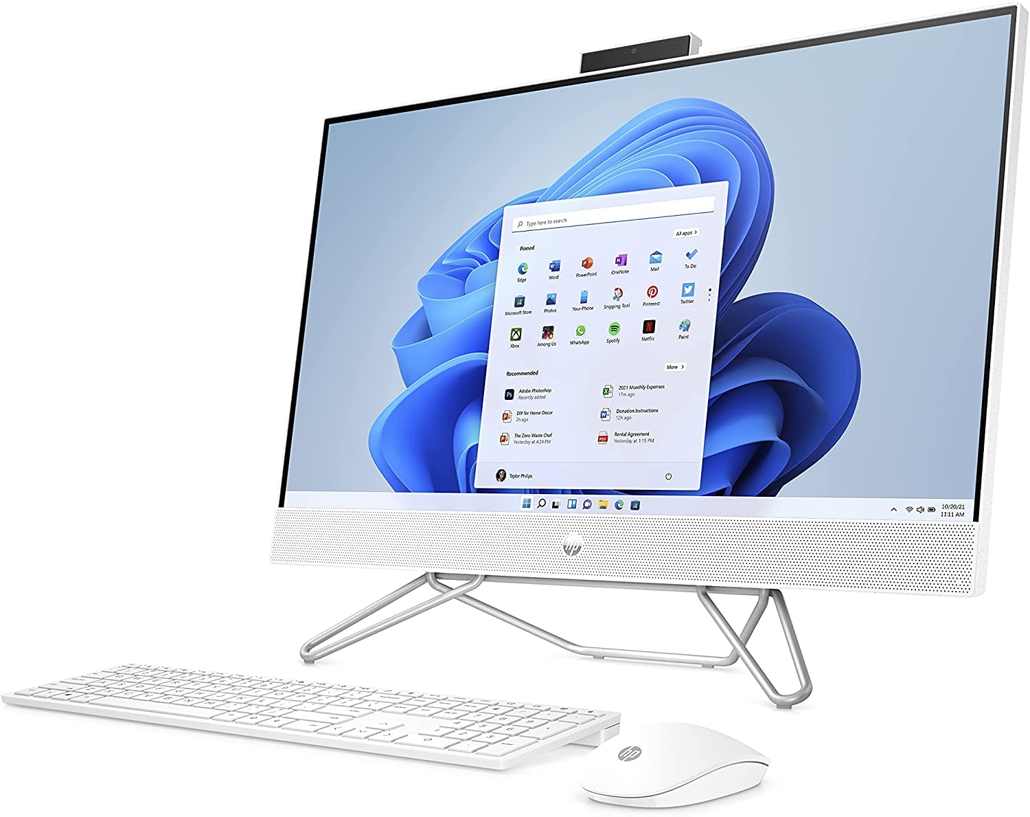HP 27″ FHD Touchscreen All-in-One Desktop, AMD Ryzen 7 5700U, 32GB RAM, 1TB SDD+1TB HDD, Bluetooth, WiFi, Webcam, Wireless Keyboard and Mouse Combo, Windows 11 Home