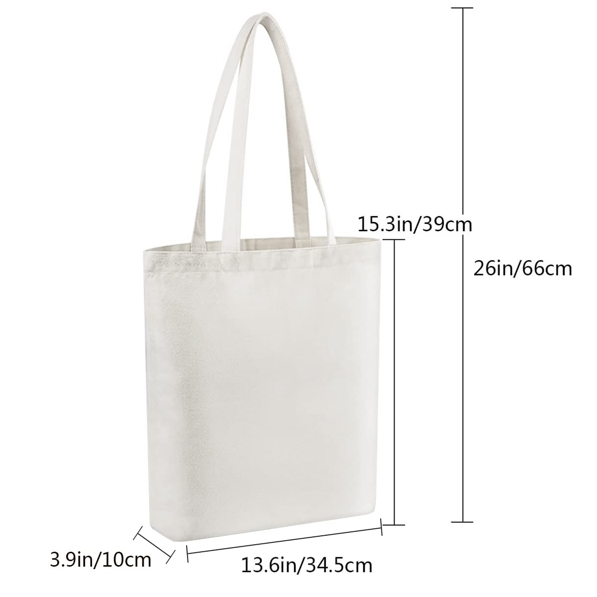 Faylapa 6 Pcs Canvas Tote Bags,Heavy Duty and Strong Easter Hunter Bag Shopping Grocery Bag Blank Cotton Bags for Decorating Crafts DIY,Painting (White, 13.6"x 15.3")
