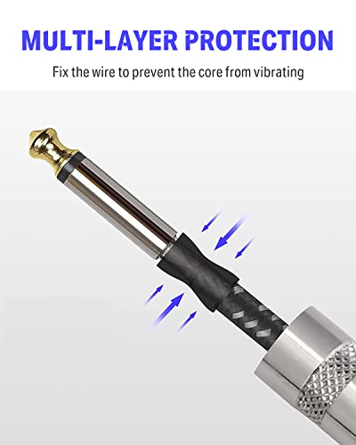 Donner Guitar Cable 10 ft, Electric Instrument Cable Bass Amp Cord for Electric Guitar Bass Amplifier Audio, 1/4" Right Angle to Straight, Black White