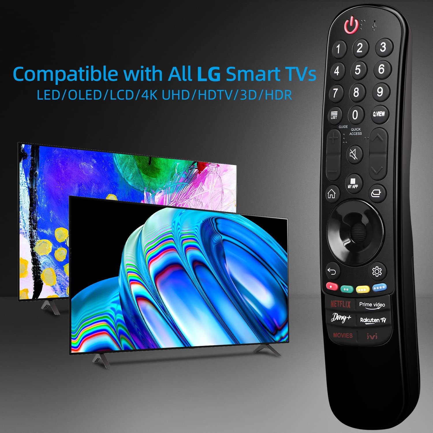 Gvirtue Universal Remote Control for LG Smart TV Magic Remote, Replacement for All LG LED OLED LCD Smart TVs, with Buttons for Netflix, Prime Video, Disney Plus, Rakuten TV