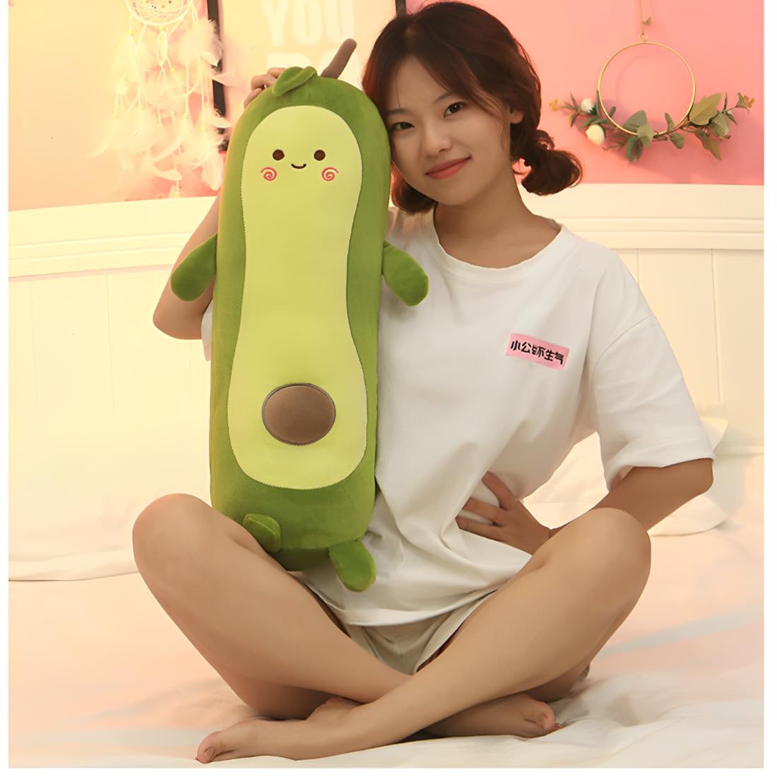 OPHRBU Cute Avocado Stuffed Plush Soft Hugging Pillow Toy,Plush Toy Doll Sleeping Pillow Doll Doll for Ideal Gift for Birthday, Valentine's Day, Christmas (27.5")
