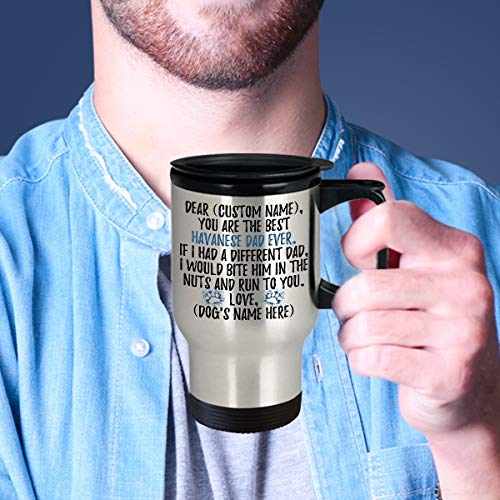 Personalized Havanese Dog Dad Travel Mug, Havanese Men Gifts, Havanese Dog Daddy, Havanese Dog Owner Present Gift, Best Havanese Dog Gift (14 oz)
