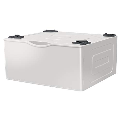 SAMSUNG 27-Inch Washer Dryer Pedestal Stand w/ Pull Out Laundry Storage Drawer, Stainless Steel, WE402NE/A3, Ivory