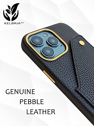 KELBRIA Crossbody iPhone 13 Pro Max Case with Card Holder for Women β Leather iPhone 13 Pro Max Case with Strap β iPhone 13 Pro Max Wallet Case for Women β Black Pebble Leather