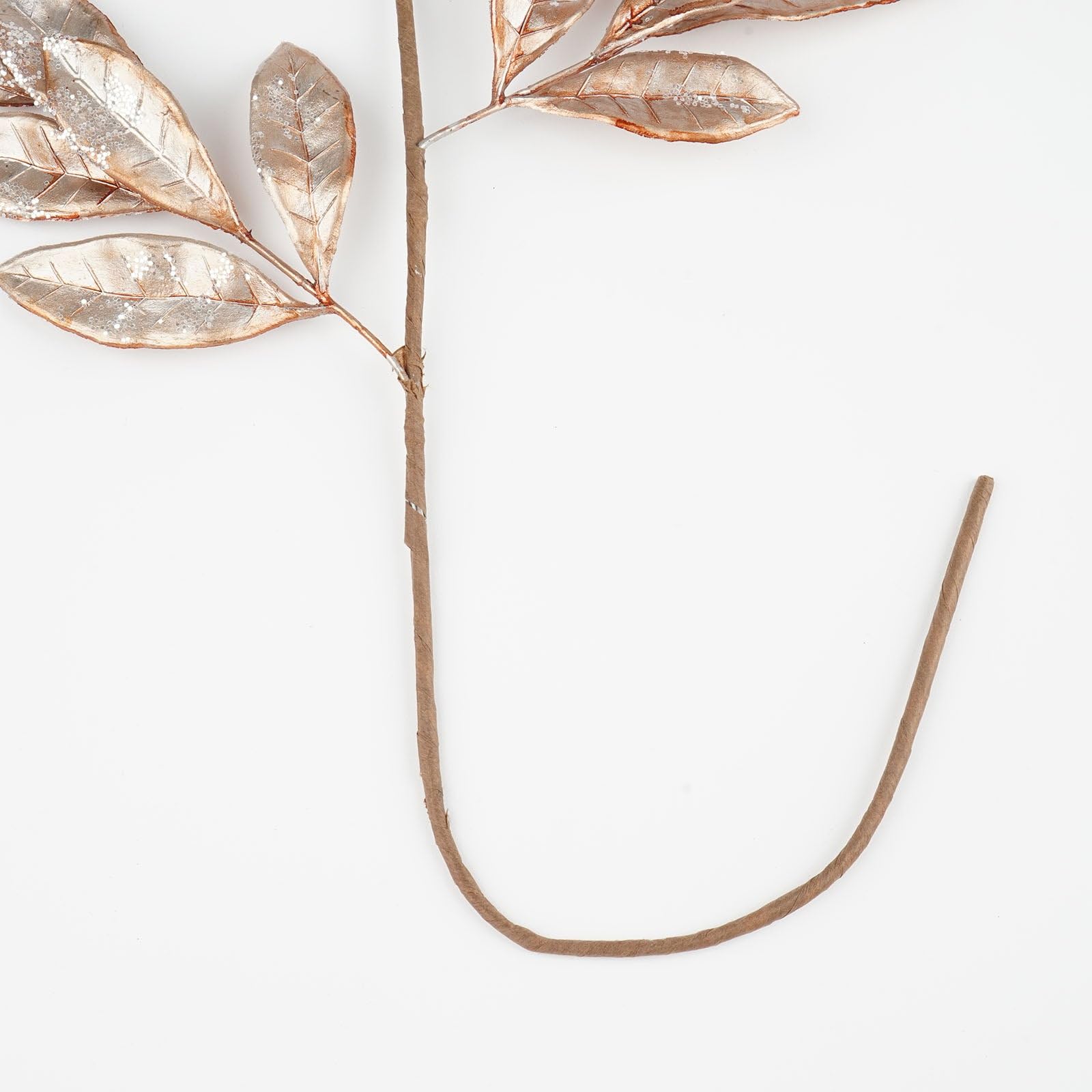 Efavormart 2 Pack | 28" Rose Gold Artificial Glittered Bay Leaf Display Filler Floral Decoration for Wedding Bouquets