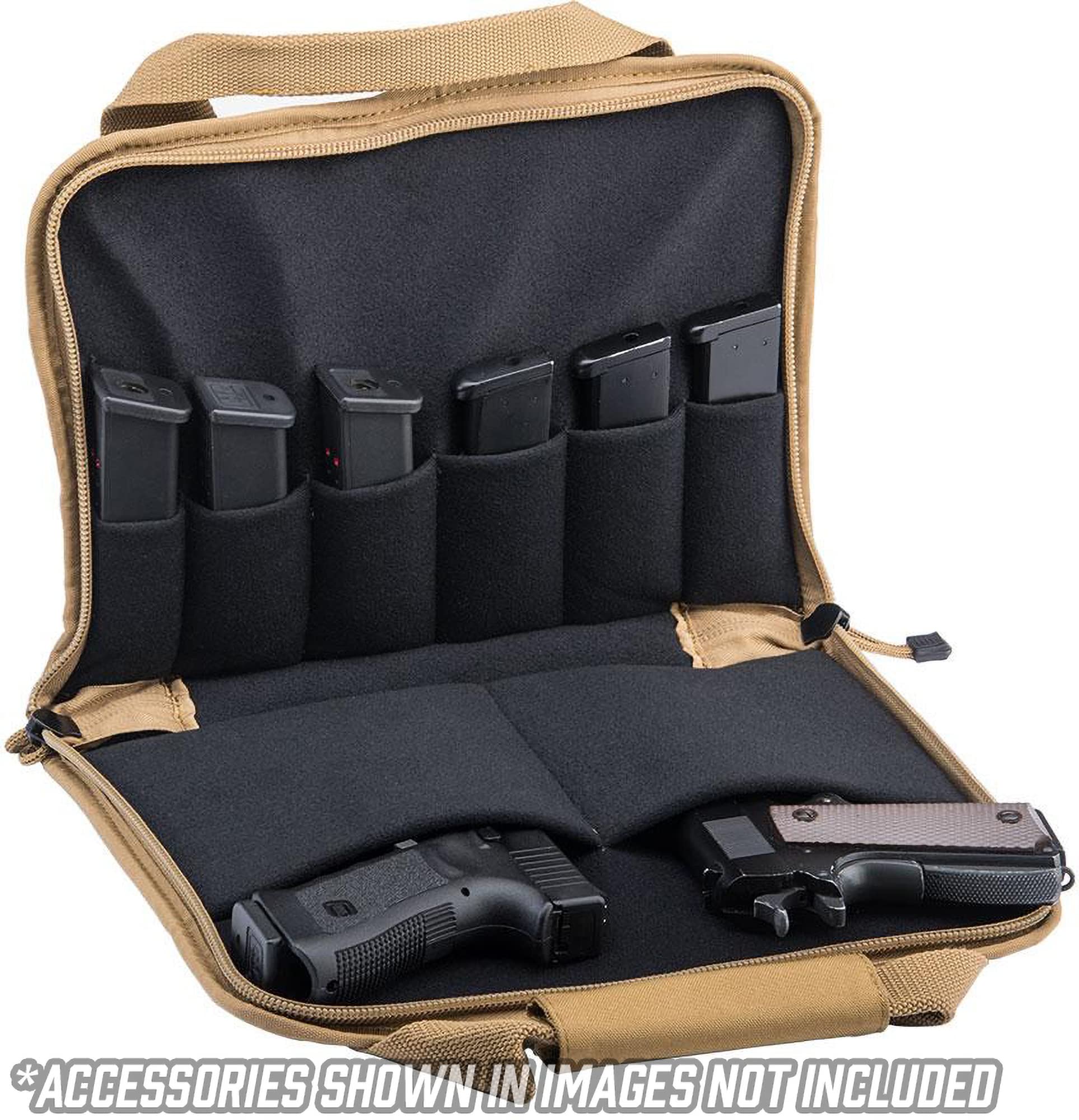 Evike 12"x14" Padded Double Airsoft Pistol Handgun Carrying Case (Color: Tan) - (PID: 50631)