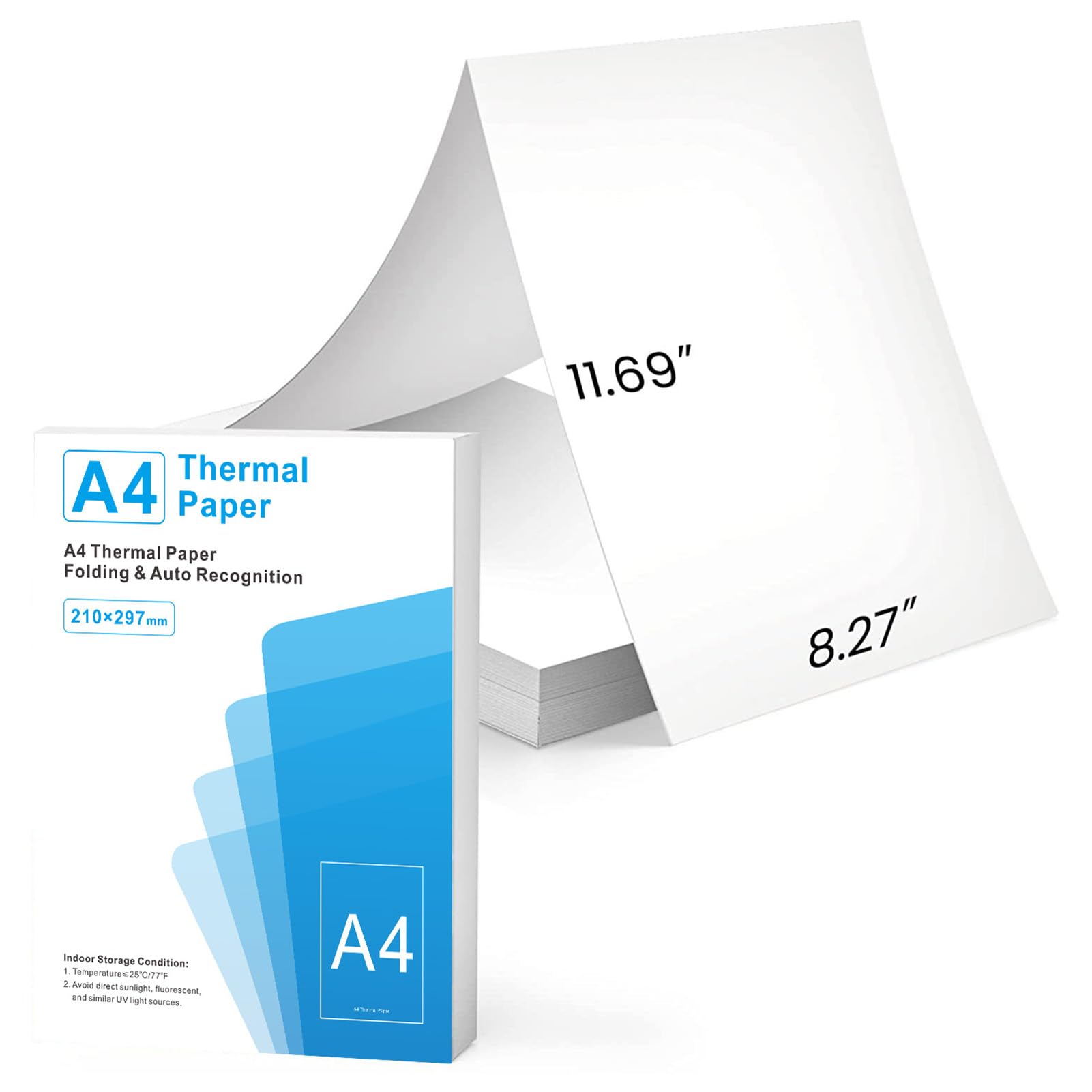 ICRPSTU 100 Sheets Thermal Printing Paper, Folding Box Portable Thermal Print Paper, Thermal Printer Paper Boxed Thermal Paper Foldable for A4, Wrapping Tissue