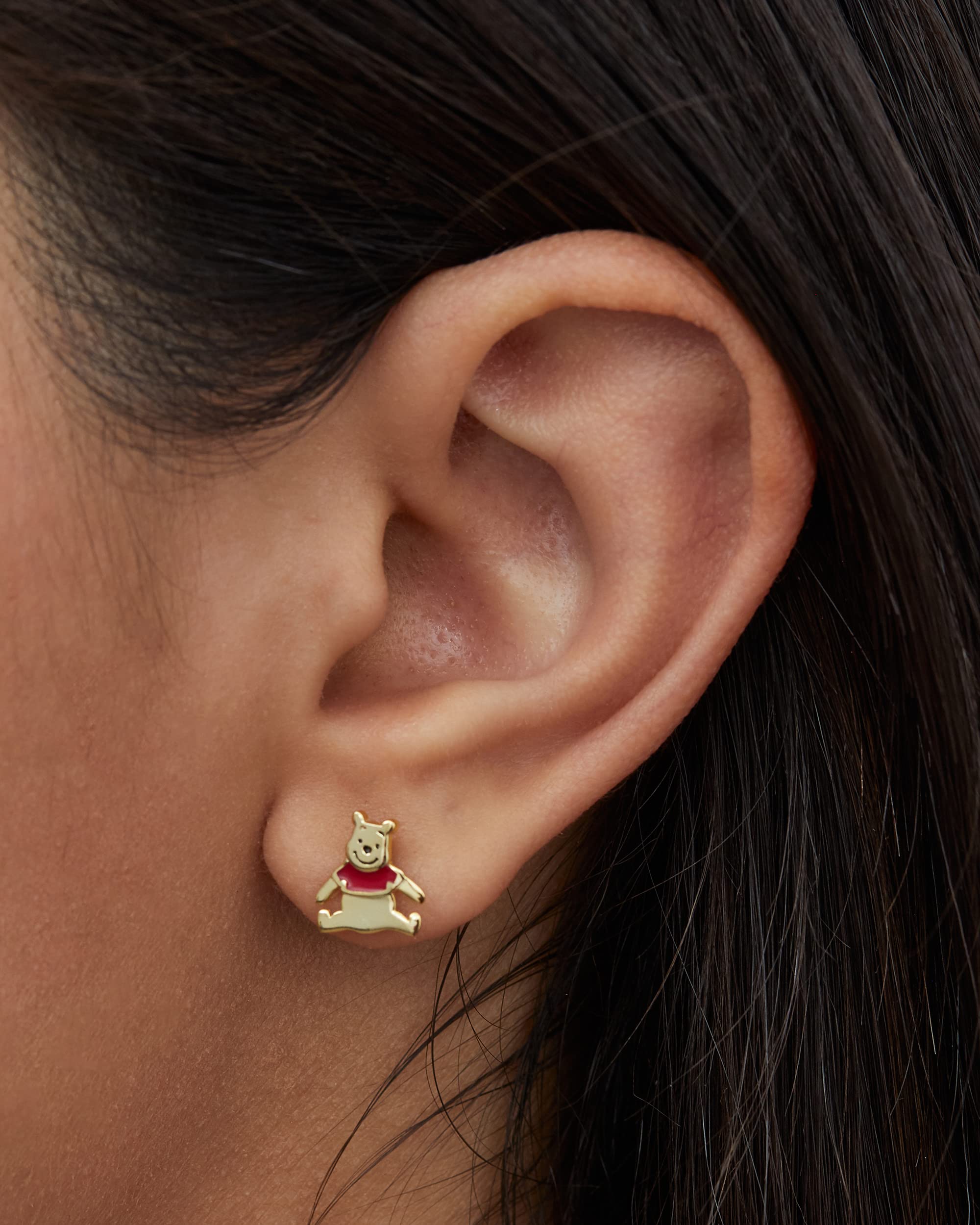 Disney Winnie the Pooh Earrings - Flash-Plated Stud Earrings - Winnie the Pooh Stud Earrings for Women