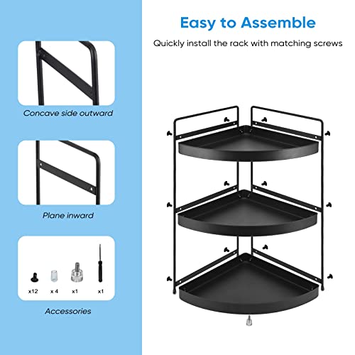 Lvssci Corner Shelf 3 Tier Bathroom Countertop Organizer ,Kitchen Bathroom Countertop Perfume Trays for Dresser Cosmetic Makeup Organization Standing Shelves Space Saving Holder