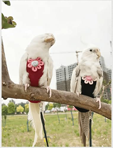 Yu~'s north Bird Diaper Harness Flight Suit Clothes with Flying Leash for Parrots Cockatiel Pet Birds, Parrot Clothes, Bird Training Nappy Suit Liners Clothes (M, Red), Medium