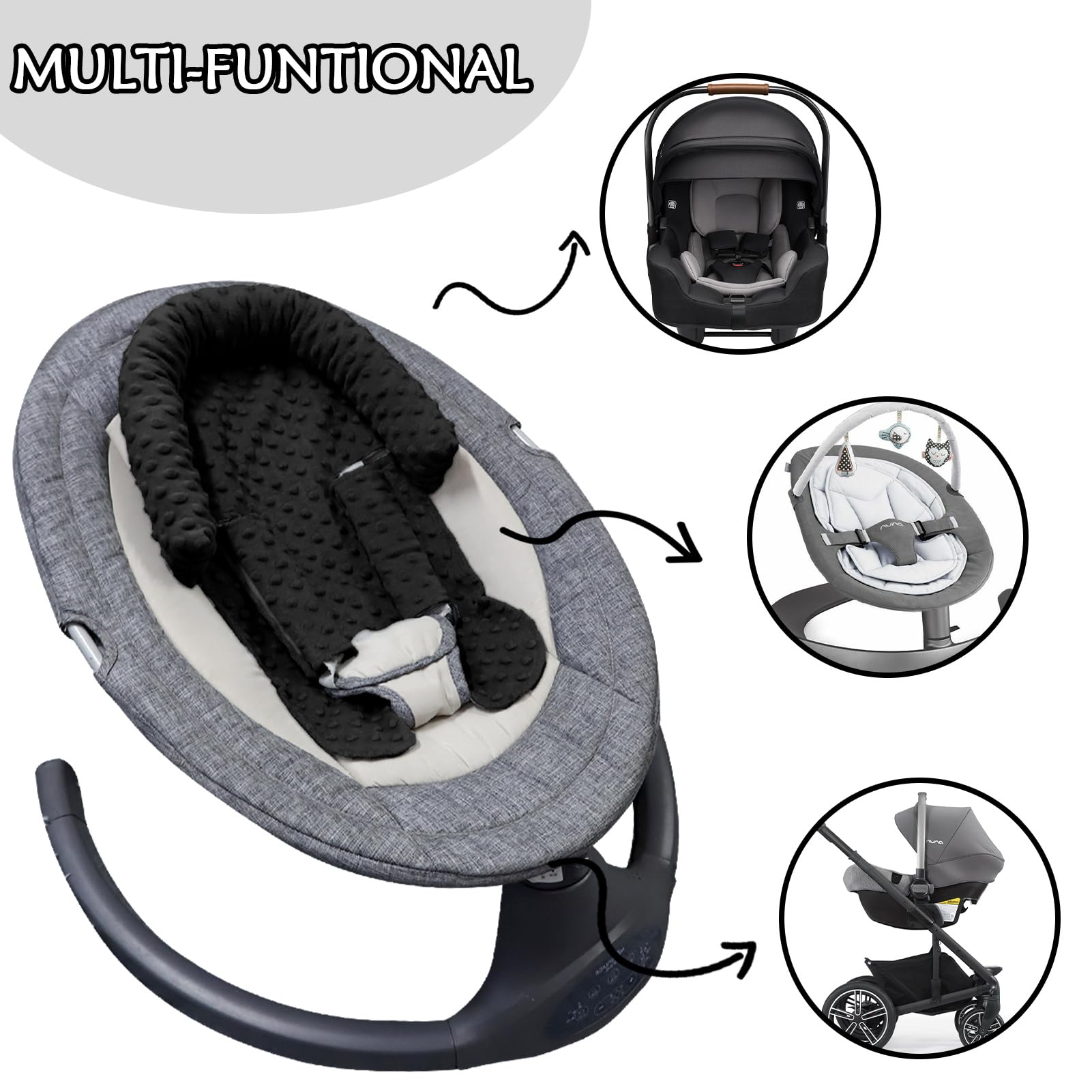 Jundetye Car Seat Head Support Infant, Baby Head Support with Strap Covers for Girls Boys, Soft Minky Carseat Headrest for Strollers, Pink