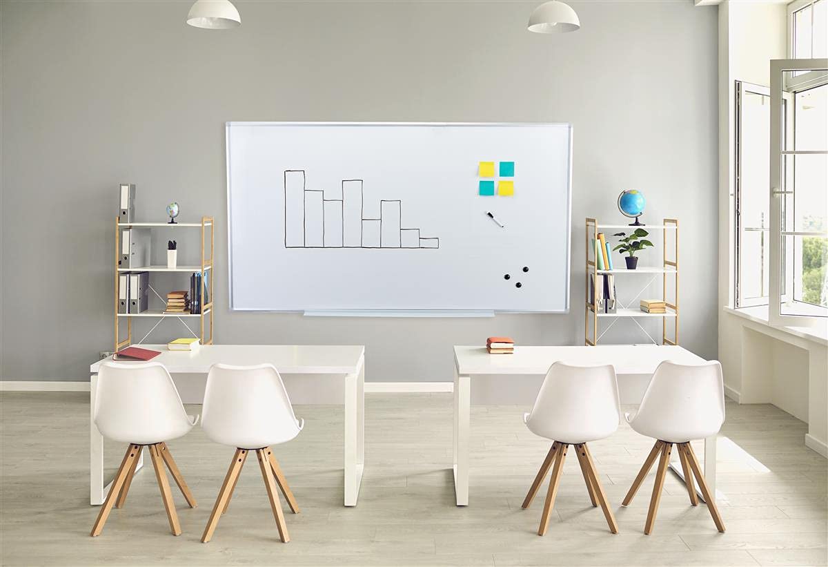 Displays2go 72 x 40 Dry Erase Board with Grid Lines, Magnetic-Receptive Surface - White (WOBWGG20K)