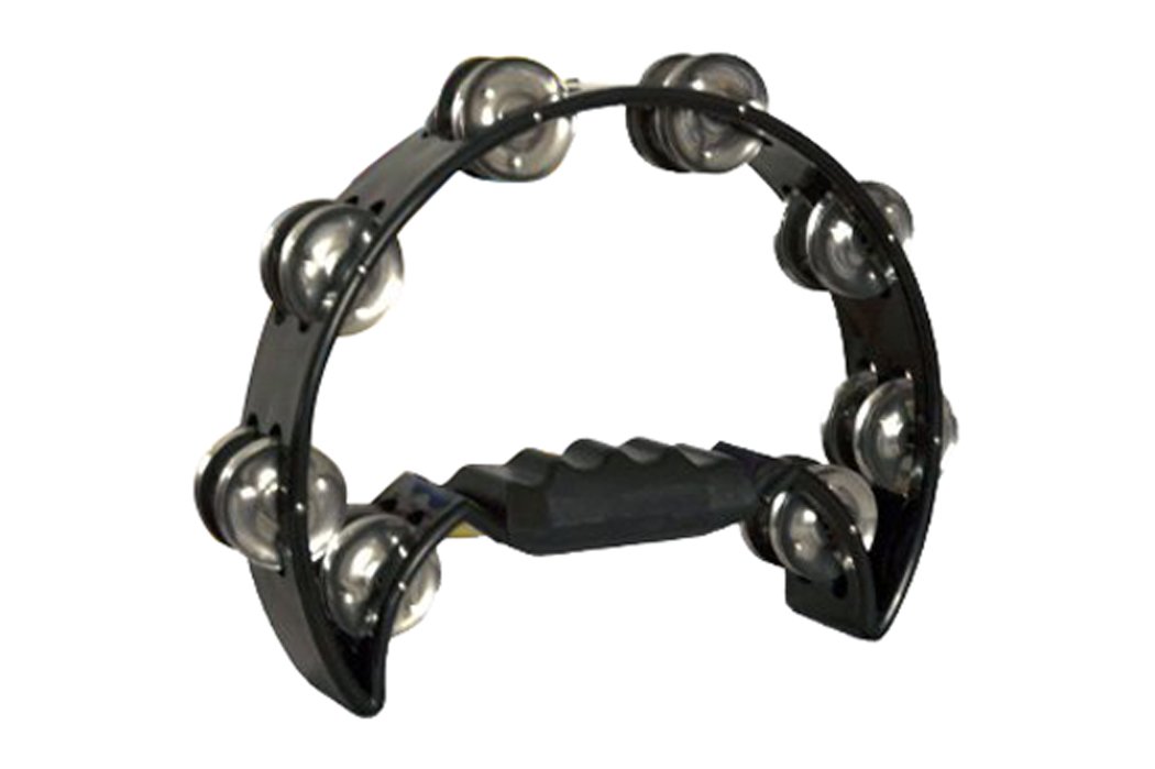 DD Half Moon Tambourine -Black Double Row Cutaway