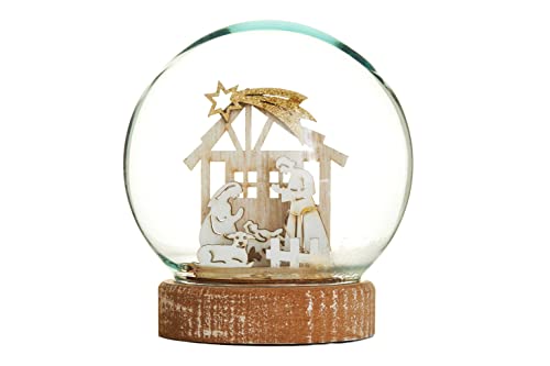 Giftcraft Holy Nativity Set for Christmas, Light Up Christmas Snow Globe Style Home Decor, Christian Decor, Baby Jesus Christmas Decorations, Small LED Xmas Home Decor