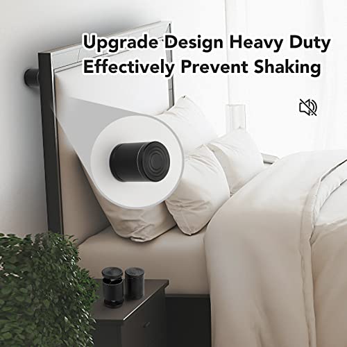 Yunnix 2PCS Adjustable Headboard Stoppers,Upgraded Version Bed Frame Anti-Shake Tool,Bed Wall Stoppers for Headboard, Cabinets and Sofas,Easy Install(Black , 2.36-3.15inch