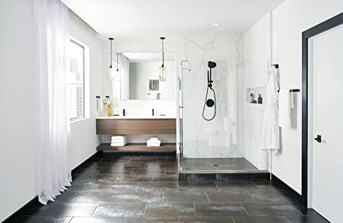 Moen Align Matte Black Pressure Balancing Modern Tub and Shower Trim Kit, Featuring Bathroom Shower Lever Handle for Temperature Adjustment, Shower Faucet Handle (Posi-Temp Valve Required), T2191BL