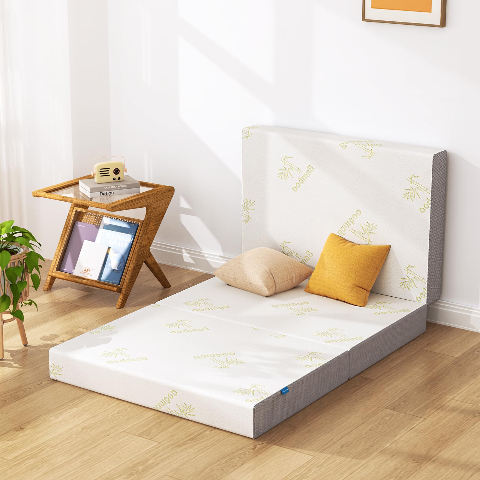 Inofia Full Folding Mattress, 6 Inch Trifold Memory Foam Mattress with Bamboo Cover - Portable for Camping, Guest, Foldable Floor Bed, Full Size (75" x 54" x 6")