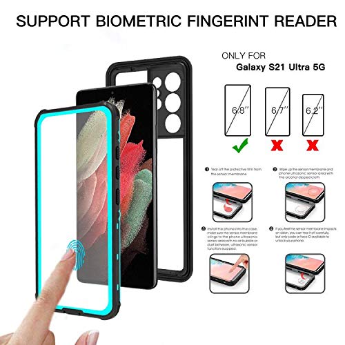 Samsung Galaxy S21 Ultra Waterproof Case, Galaxy S21 Ultra Case with Screen Protector, Heavy Duty Protective IP68 Waterproof Case for Samsung Galaxy S21 Ultra 6.8",2021 (S21 Ultra-6.8", Teal)