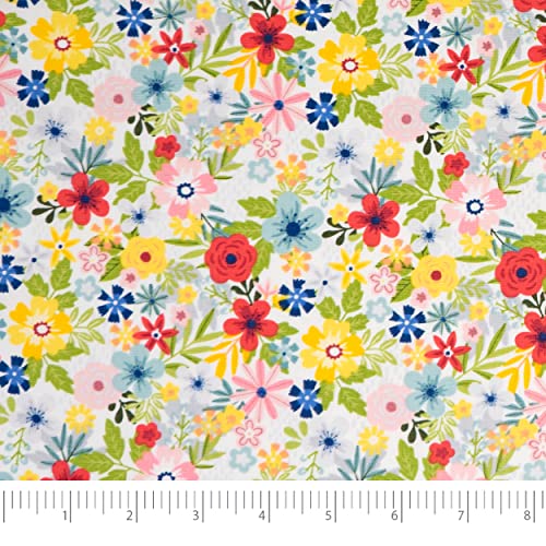 Singer Print Fabric, 1 Yard Precut, Floral White