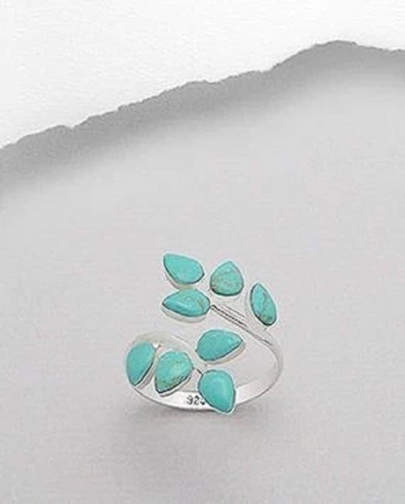 ETHIDO - Dainty Silver Tiny Reconstituted Turquoise Bubbles Ring Mermaid Kisses Rings Jewelry Bridemaids Gifts