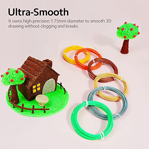 High PCL Filament, Safe for Children, Ultra Smooth 3D Pen Refill Pack with 10 Pcs 164ft, Wide Compatibility for 3D Drawing
