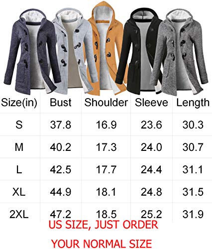 VOGRYE Womens Winter Fashion Outdoor Warm Wool Blended Classic Pea Coat Jacket (FBA) (M, Black2-Thicker)