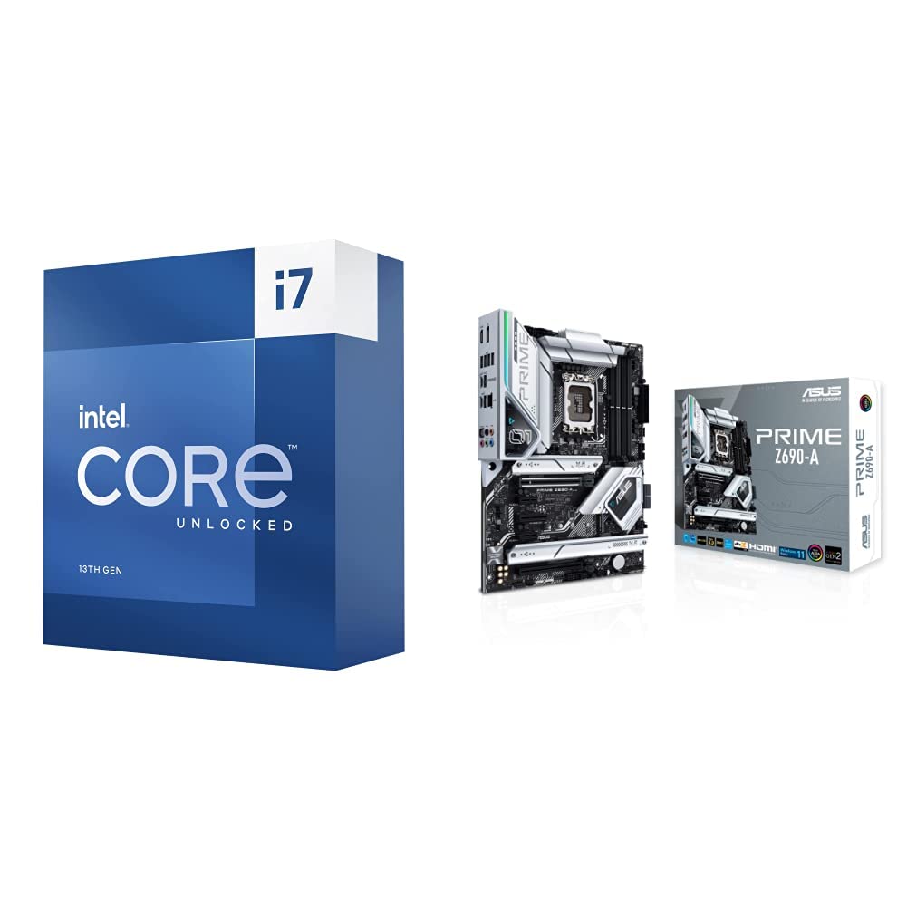 Intel Core i7-13700K Desktop Processor 16 cores (8 P-cores+8 E-cores) 30M Cache, up to 5.4 GHz ASUS Prime Z690-A LGA 1700(Intel 12th) ATX Motherboard (16+1 DrMOS,PCIe 5.0,DDR5,Aura Sync RGB Lighting)