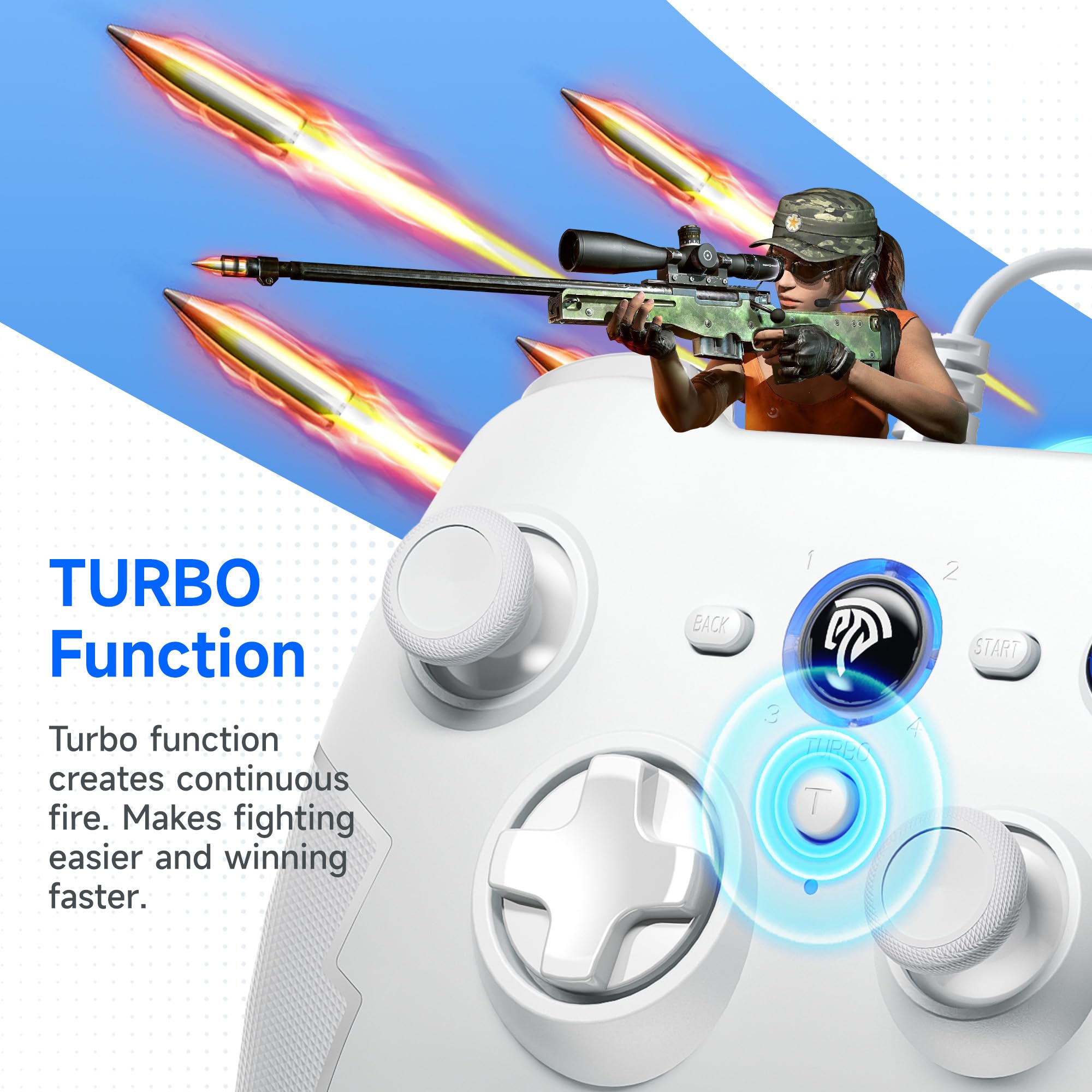 EasySMX Wireless Controller for PC, 2.4G Wireless PS3 Controller Gamepads with Vibration Fire Button Range up to 10m Support PC Steam PS3 Android Devices and TV Box