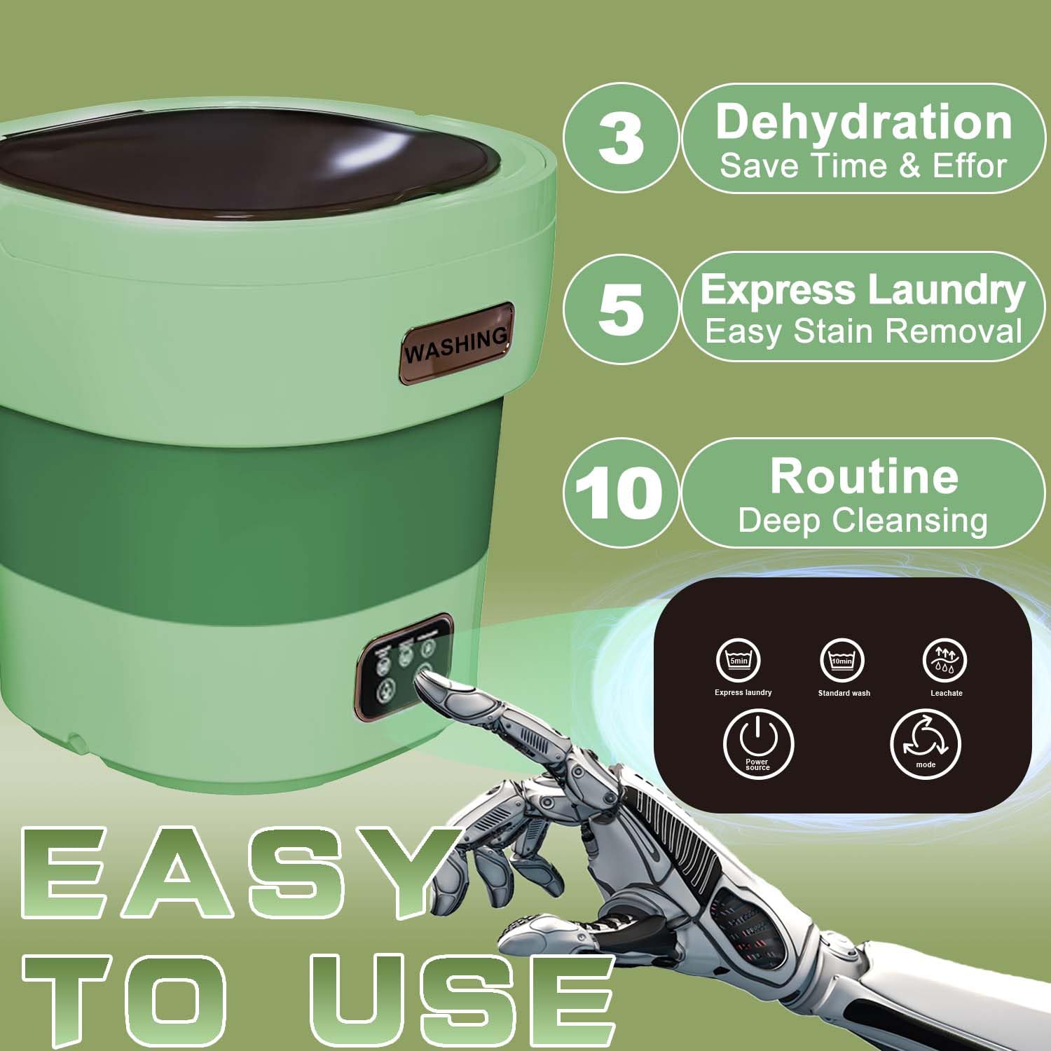 Mini Washing Machine, 15L Upgraded Portable Small Washing and Dryer Machine, Collapsible Washer with Spin for Travel,Apartment, Baby Clothes, Socks