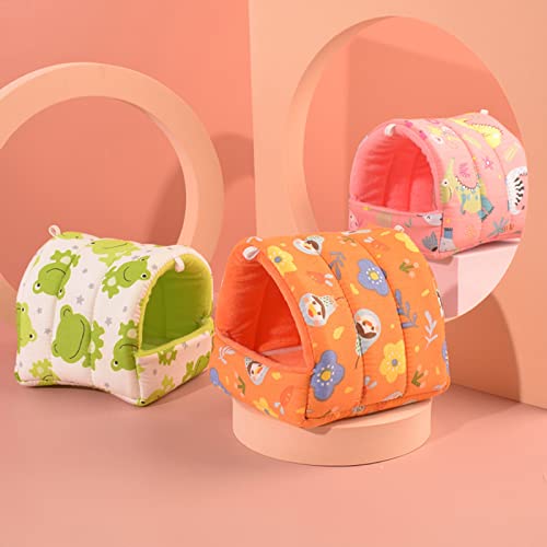 Guinea Pig House Bed Cozy Hamster Cave Hideout for Dwarf Rabbits Hedgehog Chinchilla Hamster Bearded Dragon and Other Small Animals Winter Nest Hamster Cage Accessories Cyan M