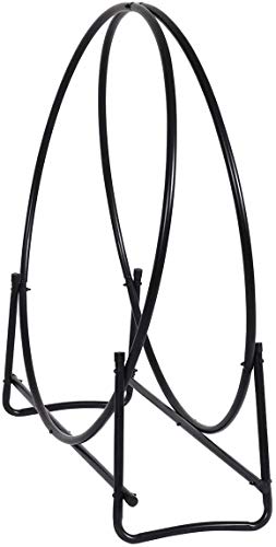 HAPPYGRILL Firewood Storage Rack Holder, 41 Inch Tubular Steel Log Hoop for Indoor & Outdoor Fireplace Pit