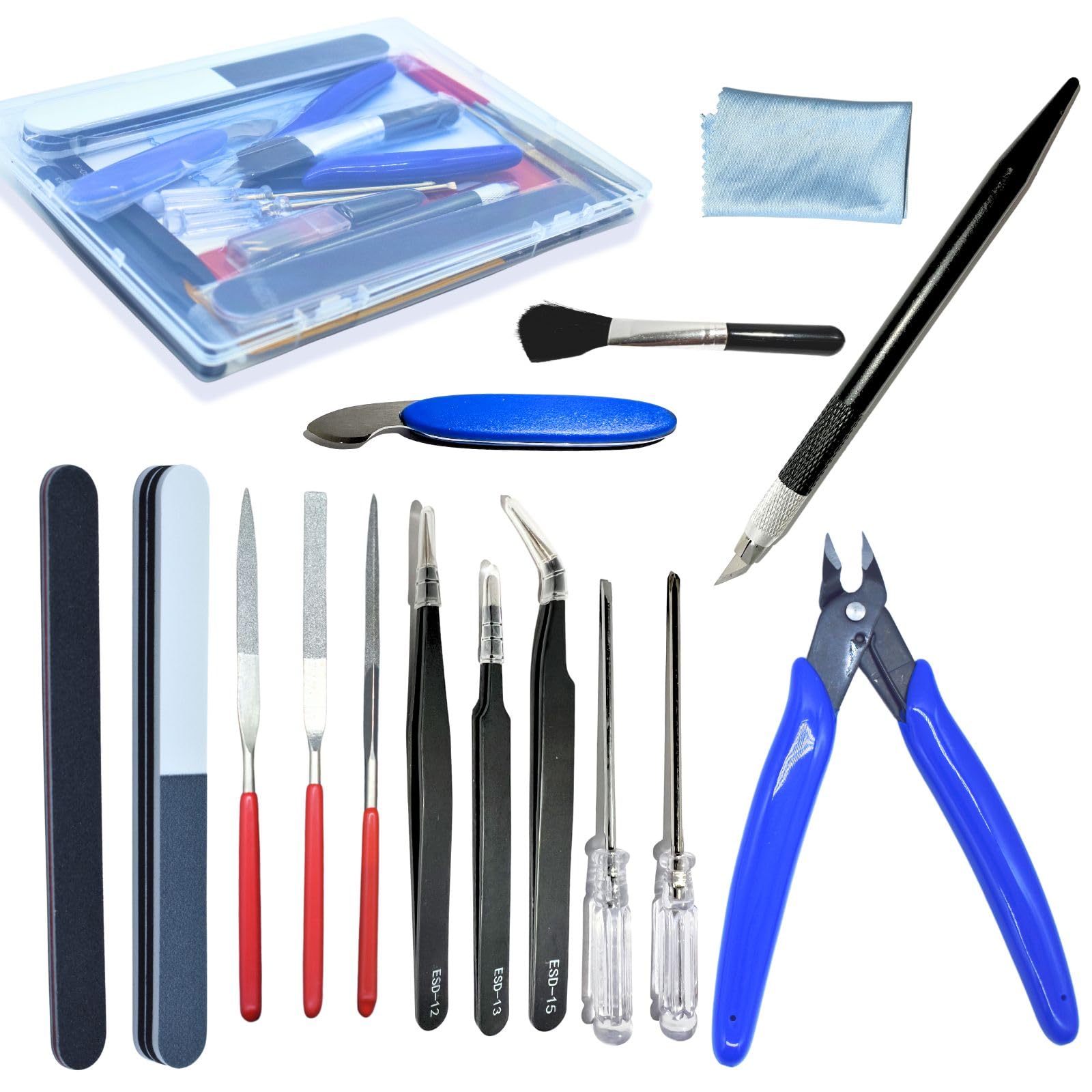JUNYAOHSU Gundam Model Tool Kit, 28pcs Hobby Building Tool Set, Modeler Basic Tools Craft Set for Cars, Airplanes, Buildings, Gundam, Robots Models Repairing and Fixing