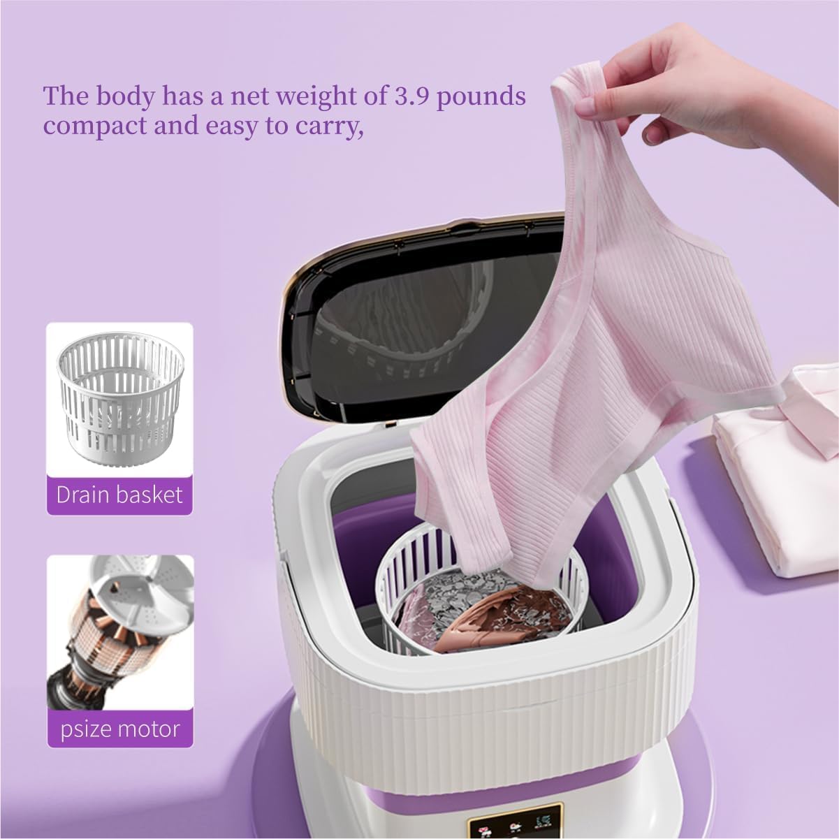 Mini Washing Machine and Dryer,11.5L Small Washing Machine Portable Upgraded Large Capacity,Portable Washer Machine and Dryer for Apartments,Dormitories,Hotel