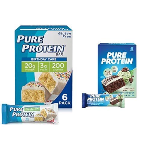 e Protein Bars, High Protein, Nutritious Snacks to Support Energy, Low Sugar, Gluten Free, Birthday Cake (6) + Chocolate Mint Cookie (6), 6 Pack