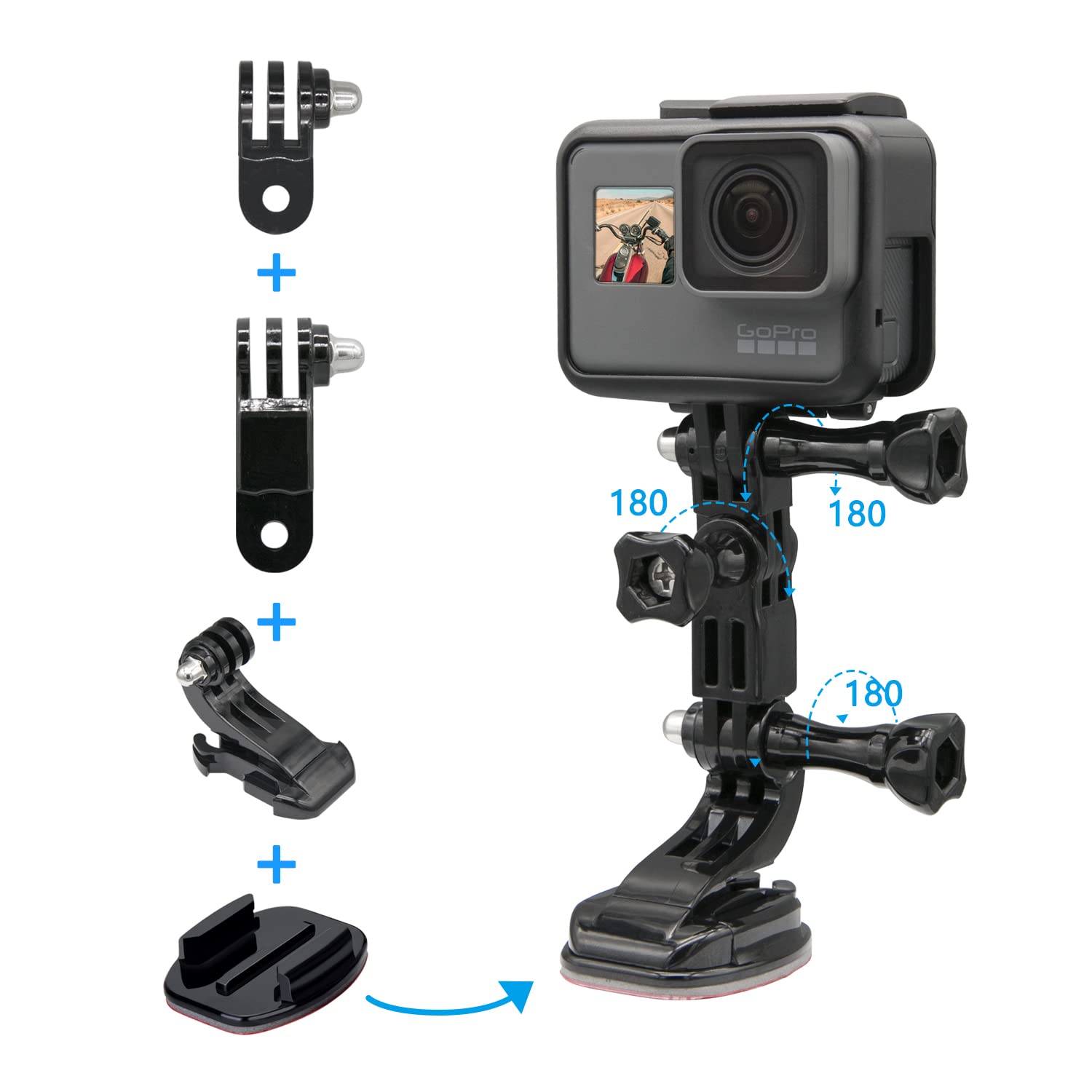 Haoyou Helmet Sticky Attachment Kit Compatible with Gopro Hero 12 11 10 9 8 7 Helmet Adhesive Mounts Extension Accessories(15 in 1)
