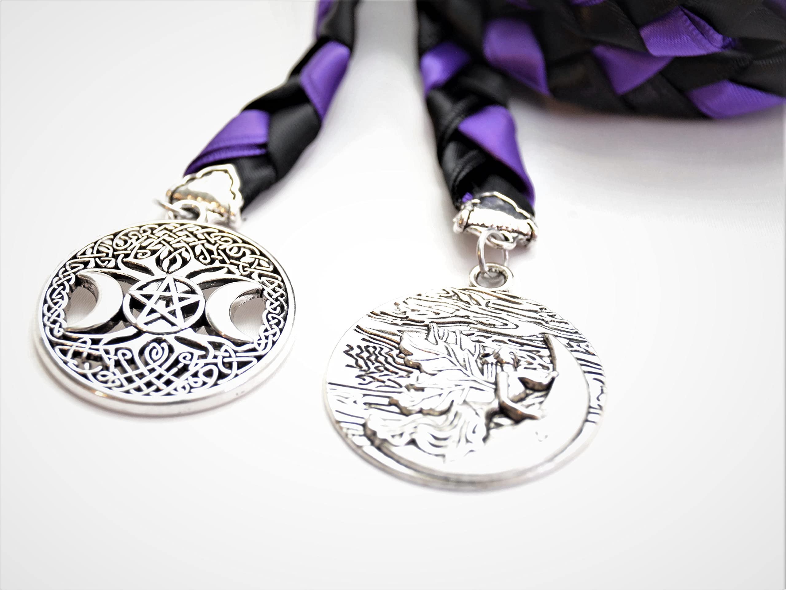 Divinity Braid Purple & Black Triple Moon Goddess Wedding Handfasting Cord #Wedding #DivinityBraid #Celtic #Handfasting #Wedding #Pagan #HandfastingCord(HF-020), Black & Purple
