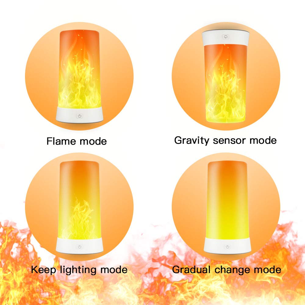 LED Flame Effect Light, PDGROW Flame Lamp 4 Modes USB Rechargeable Fire Lights Indoor Campfire Outdoor Decorative Lantern Hanging Lamps Fireplace Romantic Light for Home Party Camping Bar