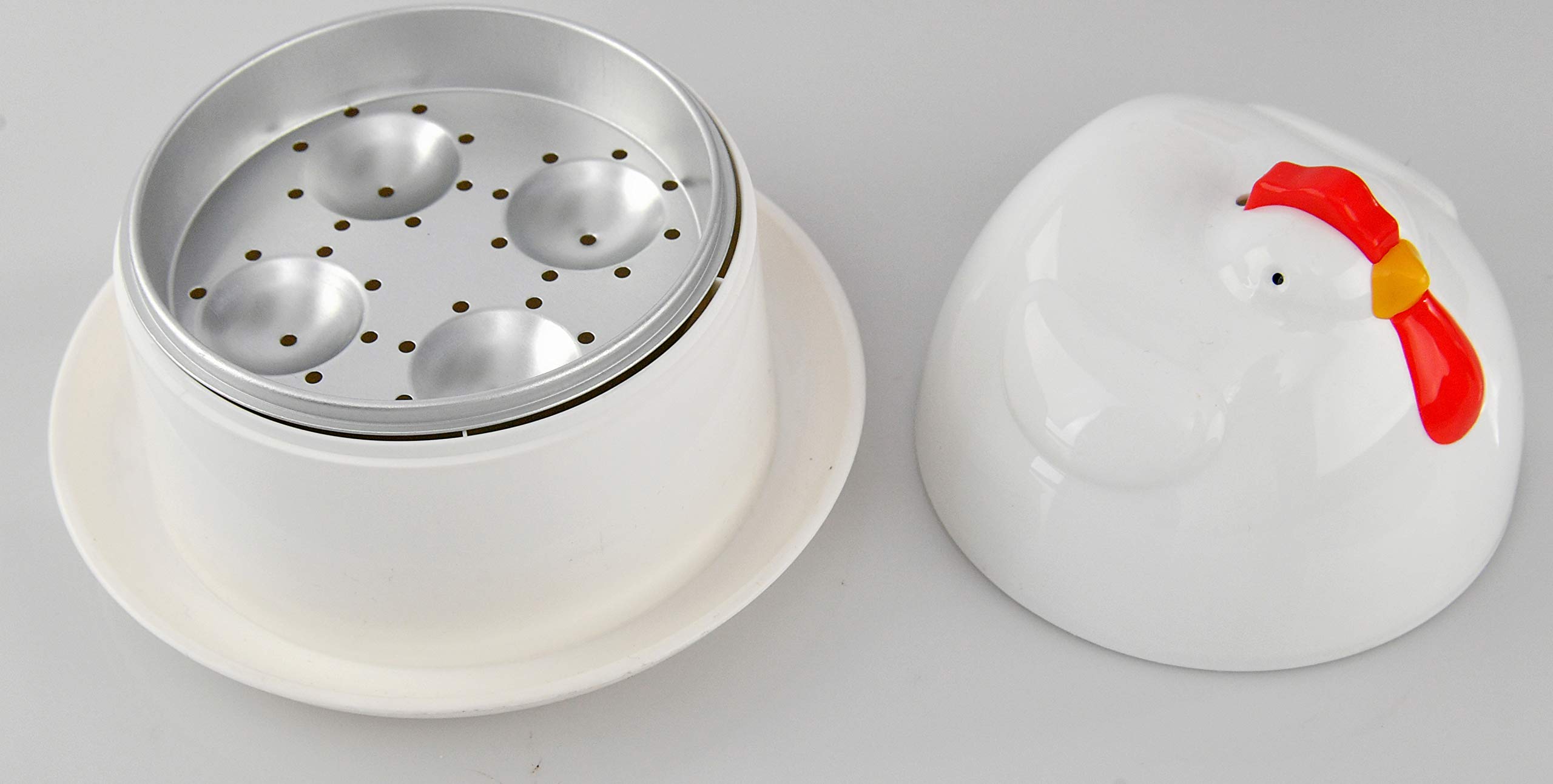 HOME-X Jumbo Hen-Shaped Microwave Egg Boiler with Lid, Cook 1 to 4 Eggs, Quick Hard Boiled Egg Maker, Breakfast Cooking Utensils