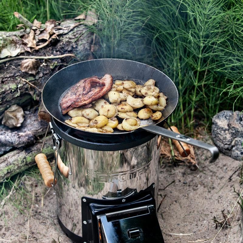 Petromax Wrought Iron Skillet, Long Handle Pan Conducts Heat Evenly, Indoor/Outdoor Camping Cookware for Campfire or Home Kitchen Use, Stove to Table Serveware, 20.8"