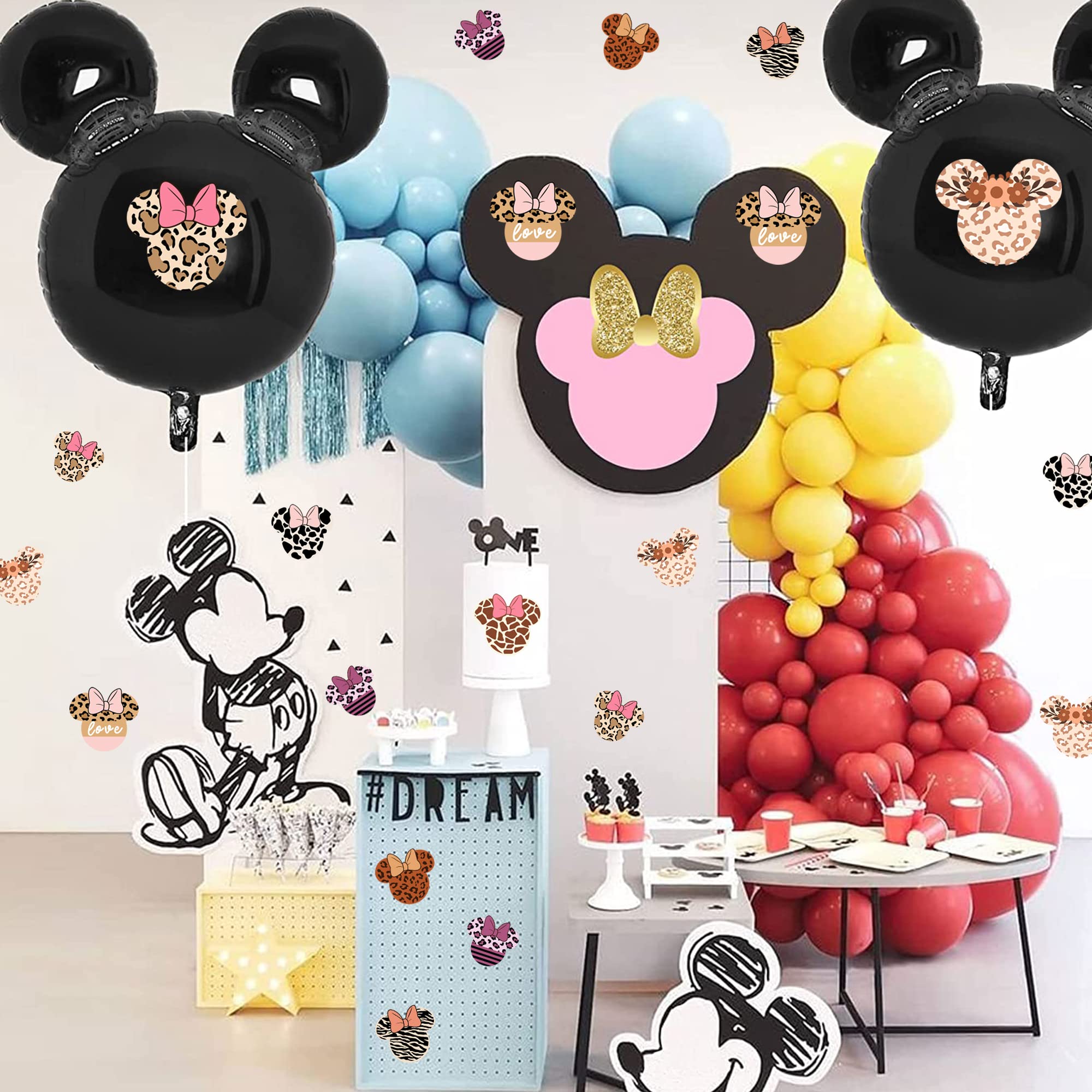 Jouierty 500Pcs Cartoon Mouse Head Stickers (Leopard Print)