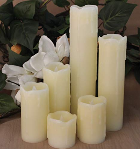 LED Lytes Timer Candles Set of 6, 2" Wide, 2"- 9" Tall, Dripping Wax Affect and Amber Flame, LED Christmas Candles Flickering, Wax Candles for Holiday Home Decor and Wedding Decor Sets