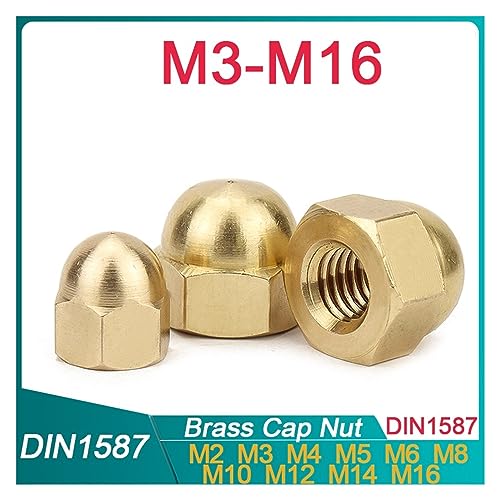 M3 M4 M5 M6 M8 M10 M12 M14 M16 Brass Cap Hex Nuts Decorative Dome Head Cover Semicircle Acorn Nut (Size : M8 (5pcs))